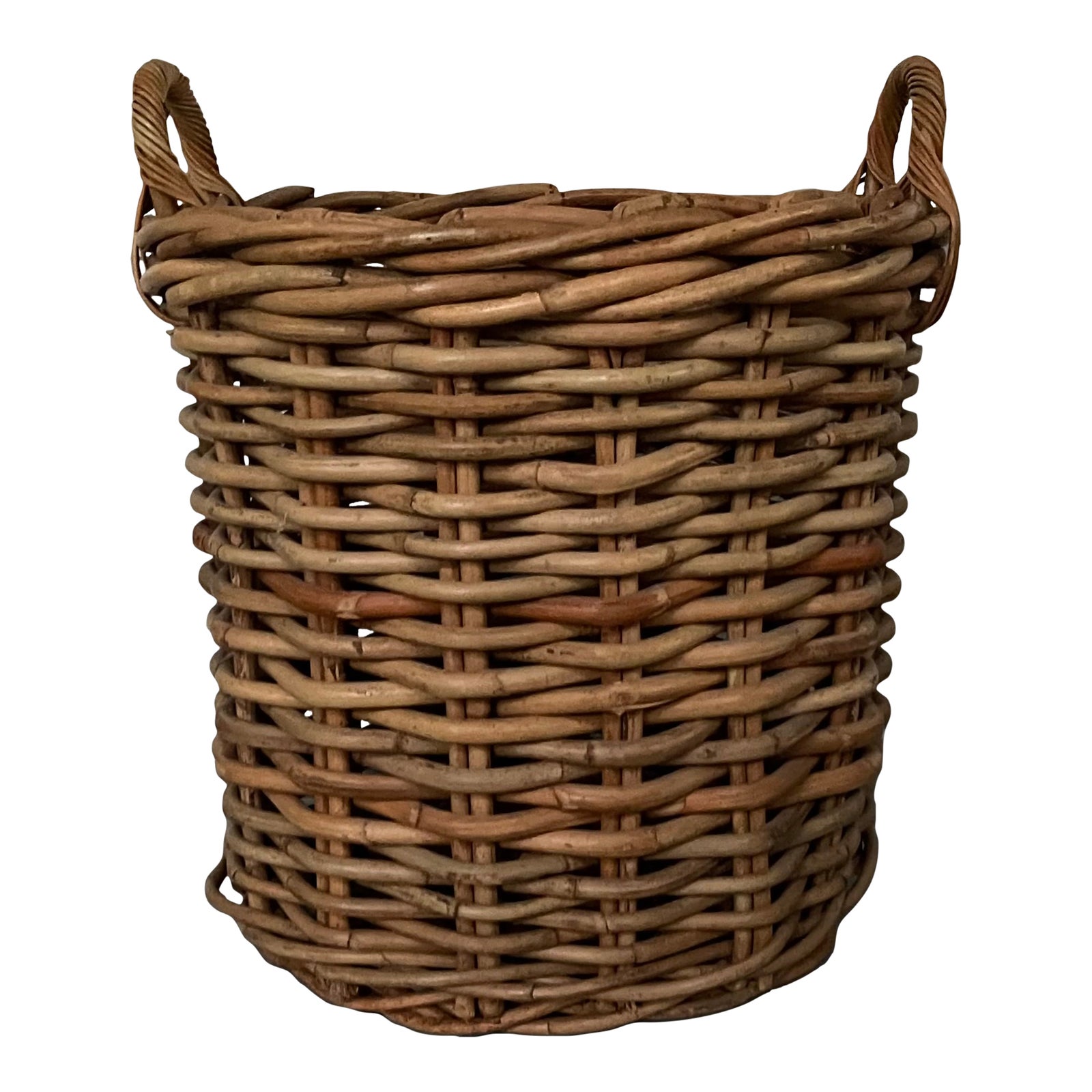Large English Woven Wicker Log or Kindling Basket for the Fireplace ...