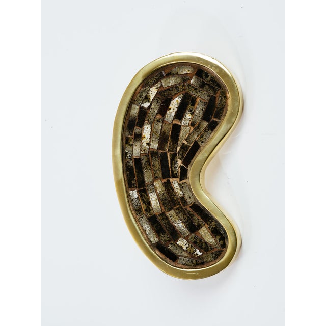 Mexican Stone Inlay Brass Kidney Shape Door Handle | Chairish