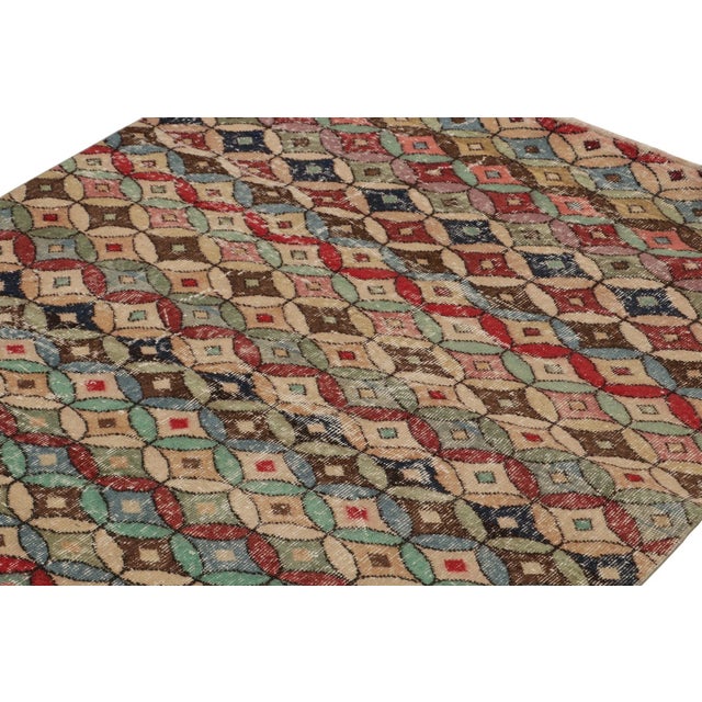 Vintage Zeki Muren Square Rug in Polychromatic Geometric Pattern by Rug ...