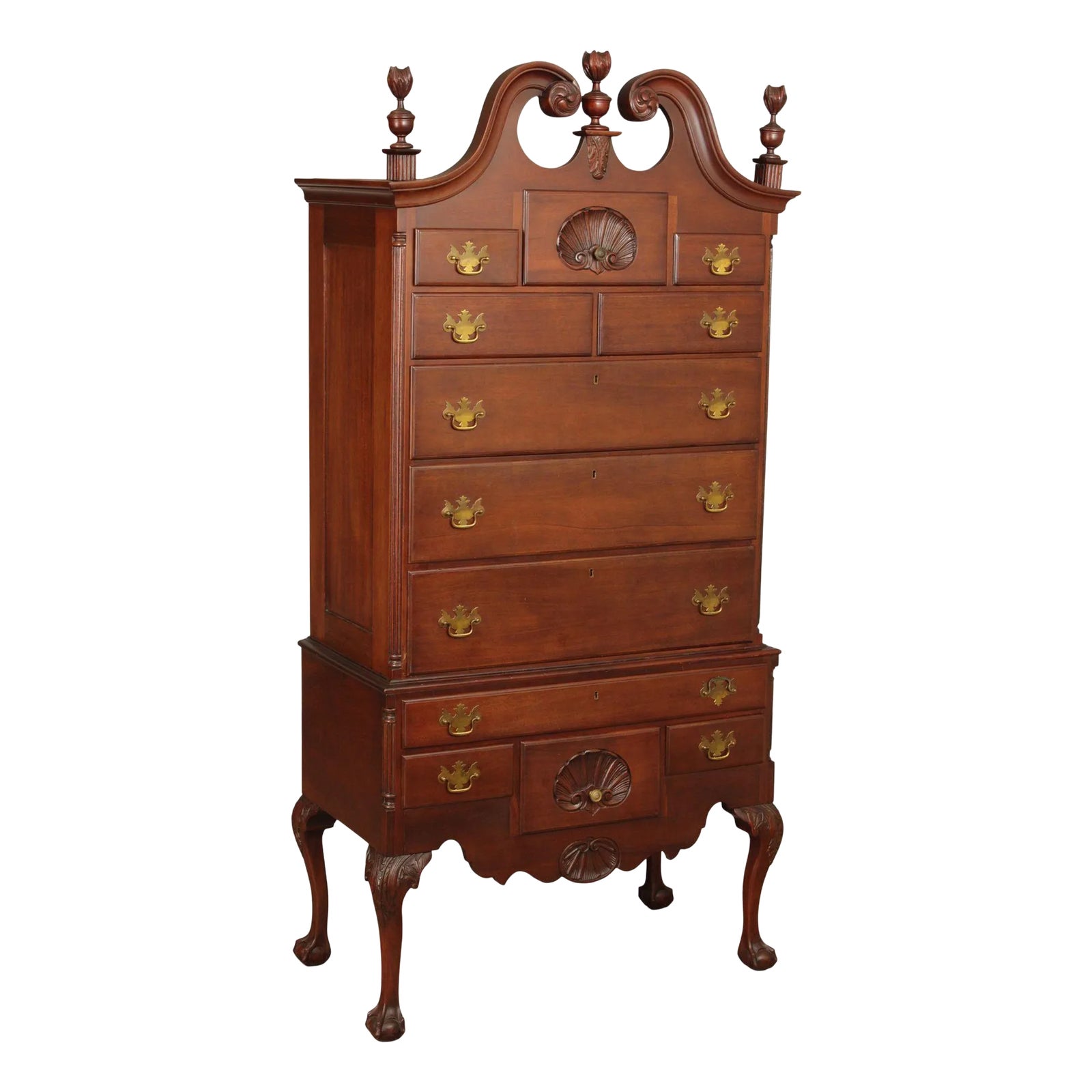 Feldenkrais Chippendale Style Mahogany Highboy Chest | Chairish