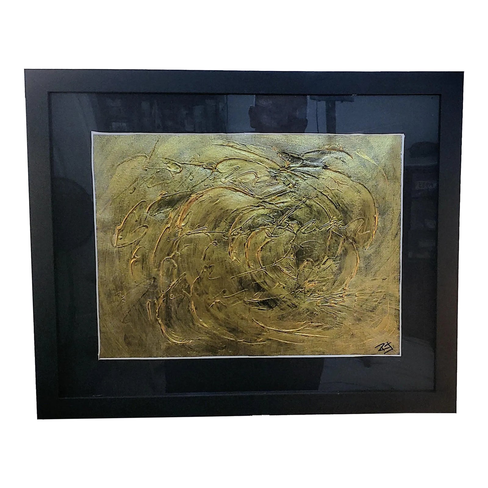 "Golden Storm" Contemporary Original Abstract Acrylic Painting by Roger ...