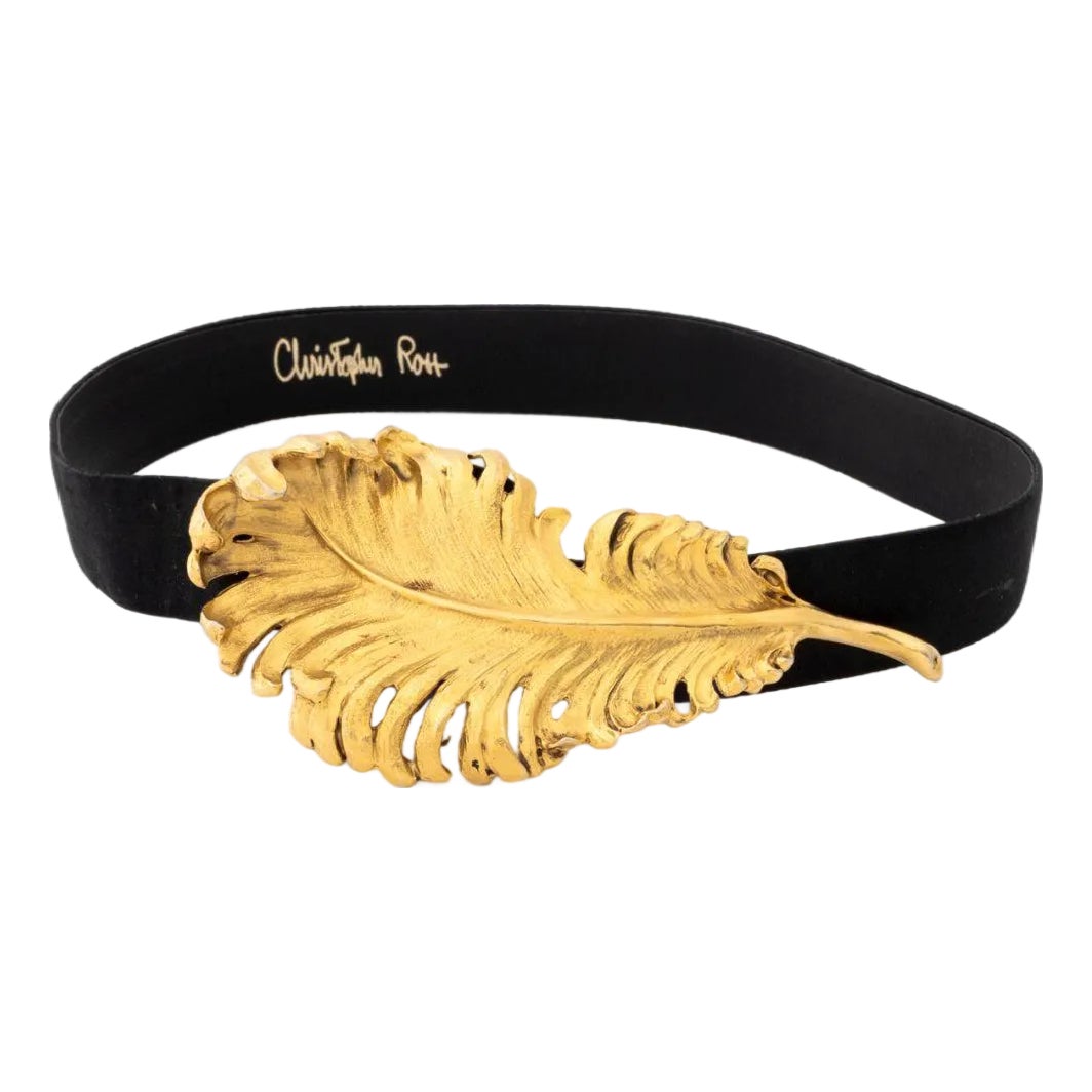Christopher Ross Gold Plate Feather Belt, 1986 | Chairish