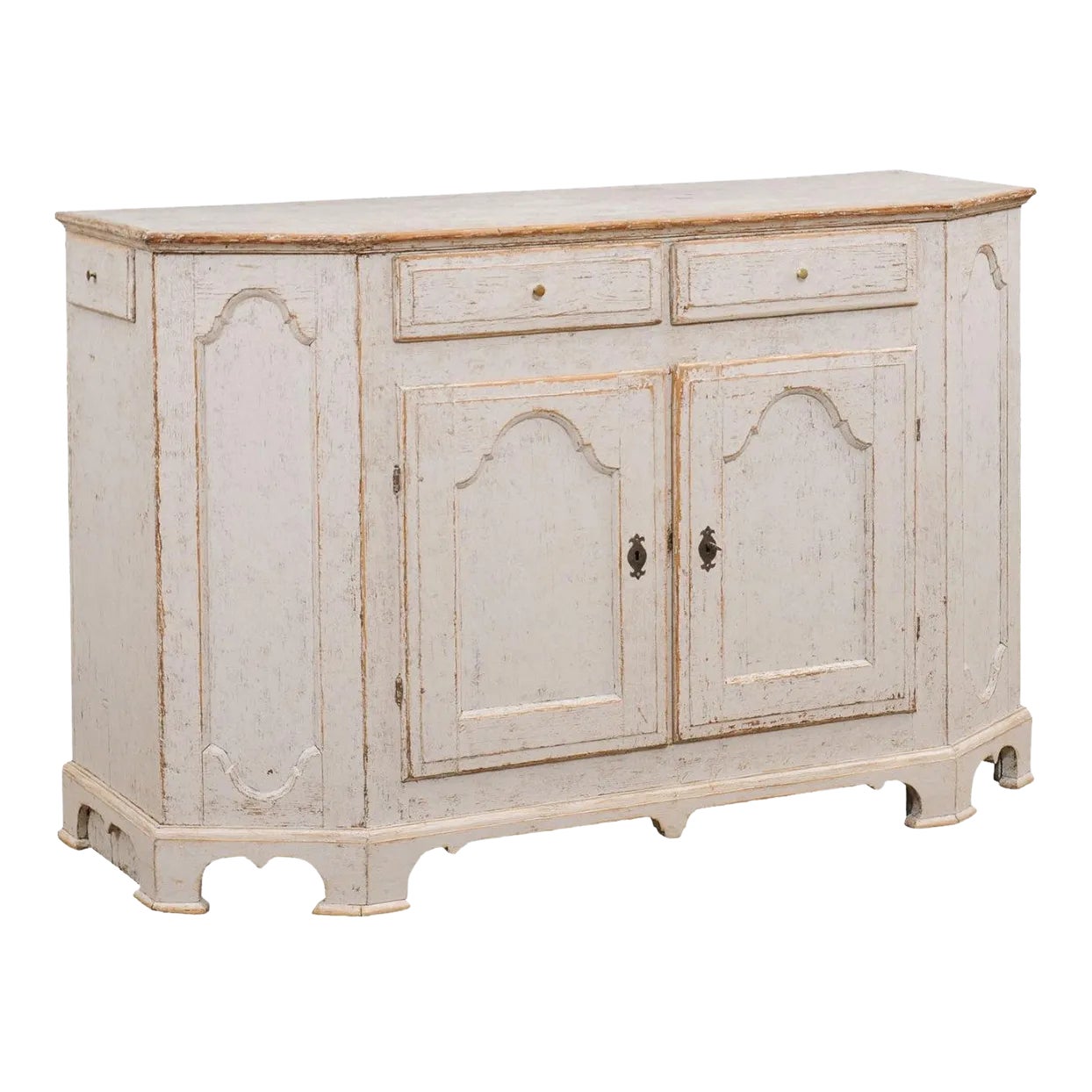 Swedish Rococo Period 18th Century Buffet from Värmland with Canted ...