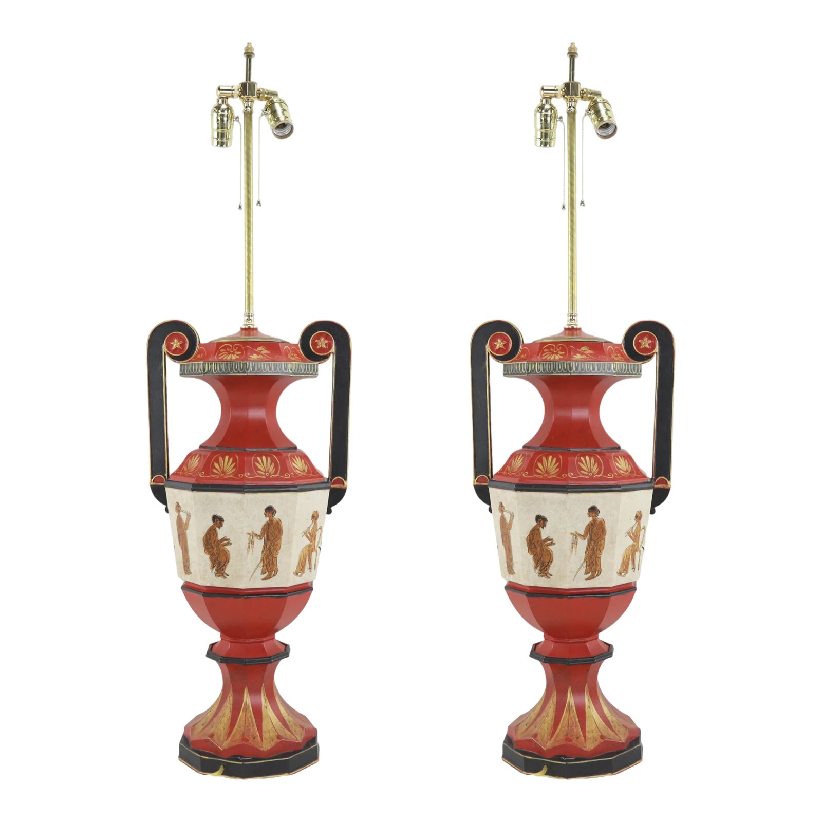 A Pair of Vintage Ancient Egyptian Style Toler Table Lamps | Chairish