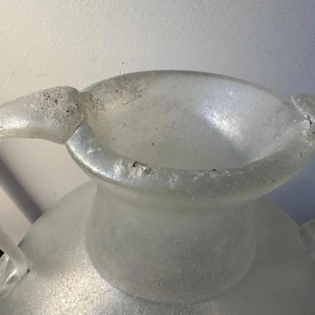 1960s Cenedese Attributable White Scavo Murano Glass Big Amphora Vase ...