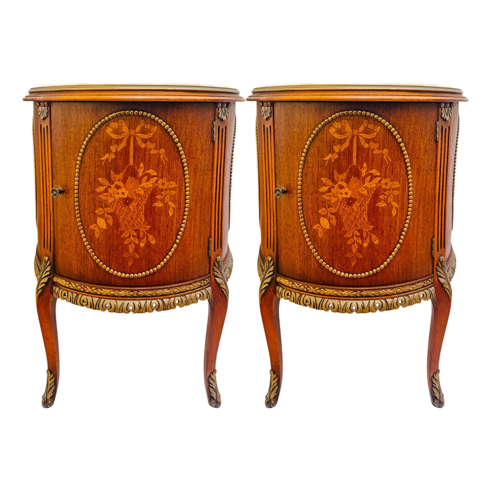 Mid 20th Century Louis XVI Style Round Gueridon Commode Tables With ...