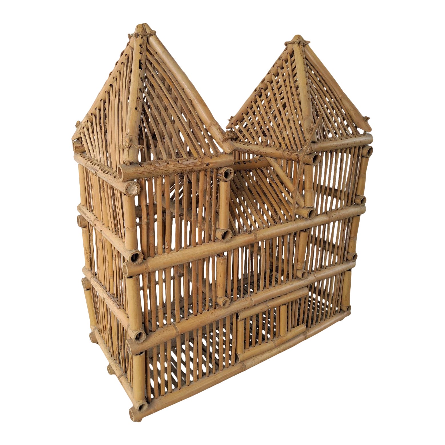 Bird Cage, 3 Story - Twin Tower - Mansion Styled Bamboo Cage, Vintage ...