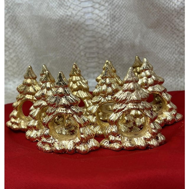 Vintage Hand Gilded Distressed Gold Leaf Ceramic Christmas Tree Napkin ...