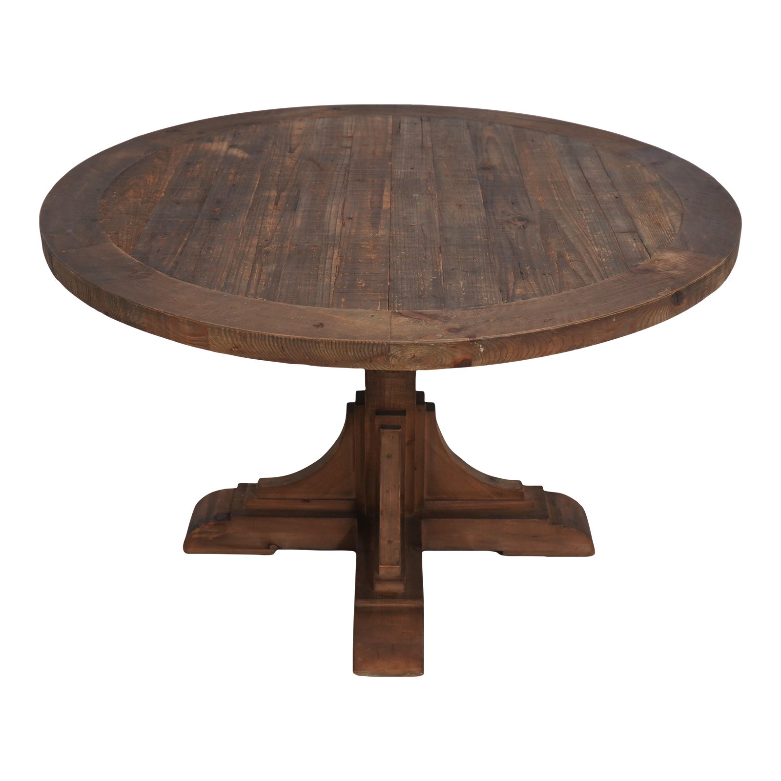 Restoration Rustic Round Distressed Finish Dining Table | Chairish