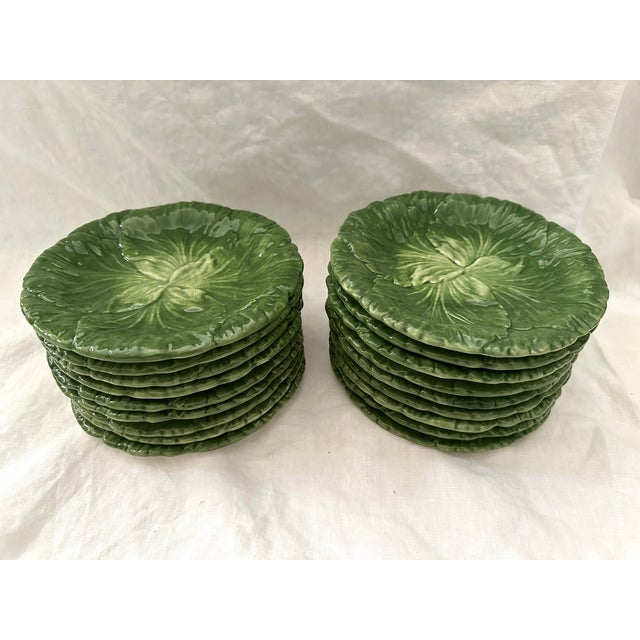 Vietri Green Leaf Dessert Plates-A Set | Chairish