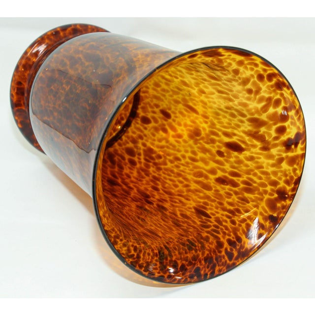 Vintage Faux Tortoise Shell Blown Art Glass Vase | Chairish