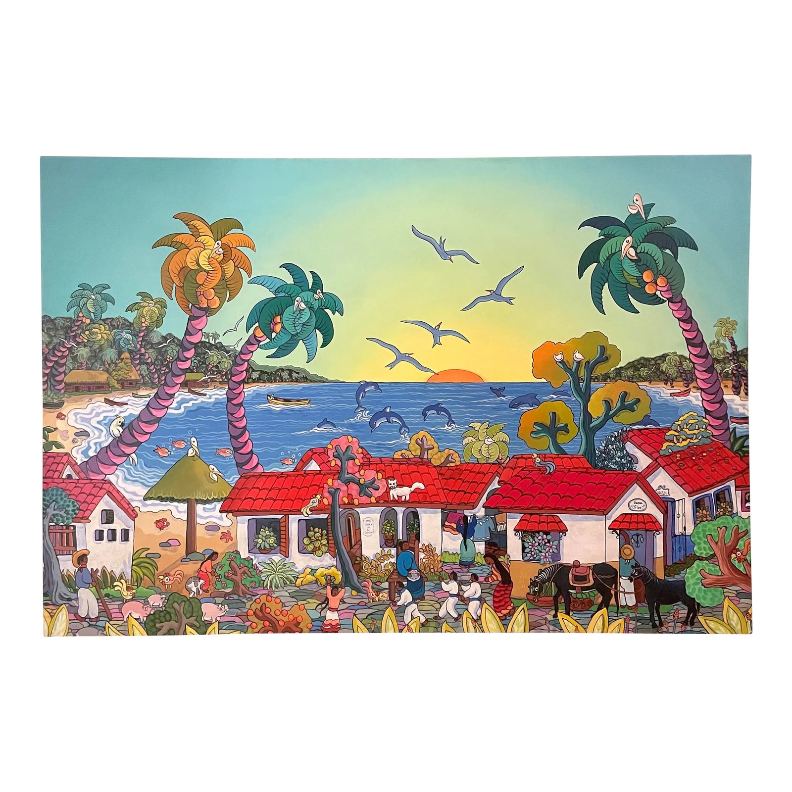 2001 Original Signed Mexican Fine Art Painting on Canvas by Ada ...