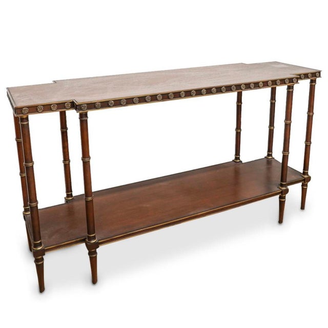 Vintage Hickory Mahogany & Gilt Faux Bamboo Console or Sofa Table ...