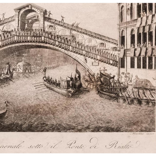18th Century Engraving of the Rialto Bridge in Venice Italy | Chairish