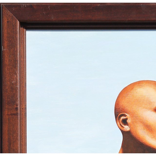 1990 Green and Blue Abstract Portrait of a Bald Man by Carla Nickerson ...