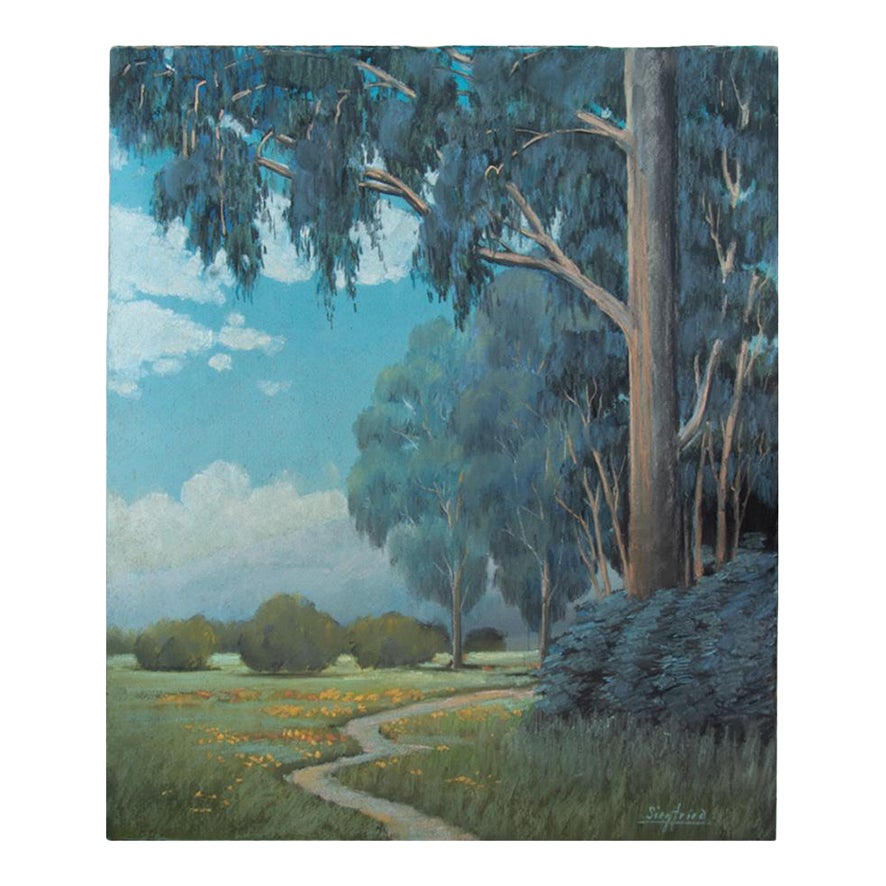 Antique American Impressionist Pastel Landscape Painting Alameda ...