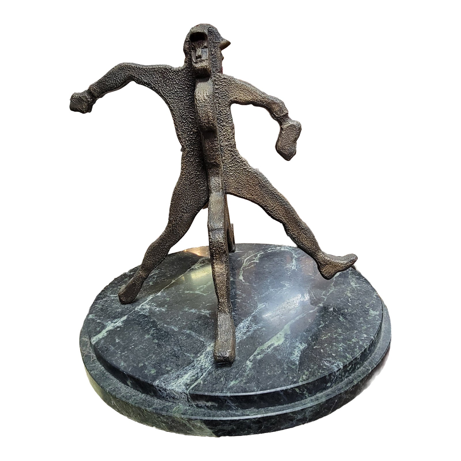 Postmodern Solid Bronze Abstract Baseball Double Figure Sculpture ...