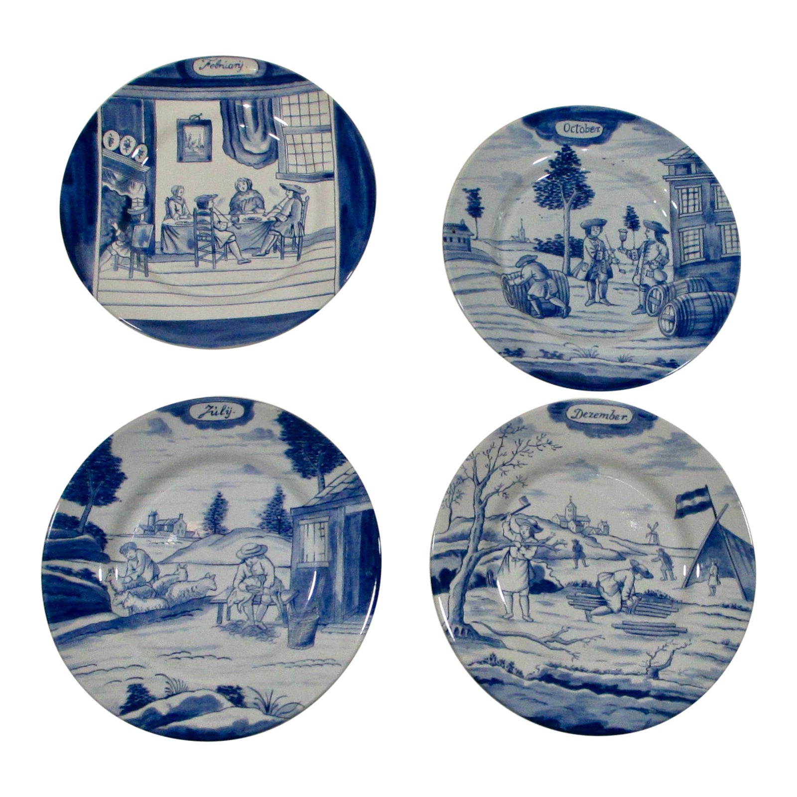 1990s Vintage Metropolitan Museum Delft Plates - Set of 4 | Chairish