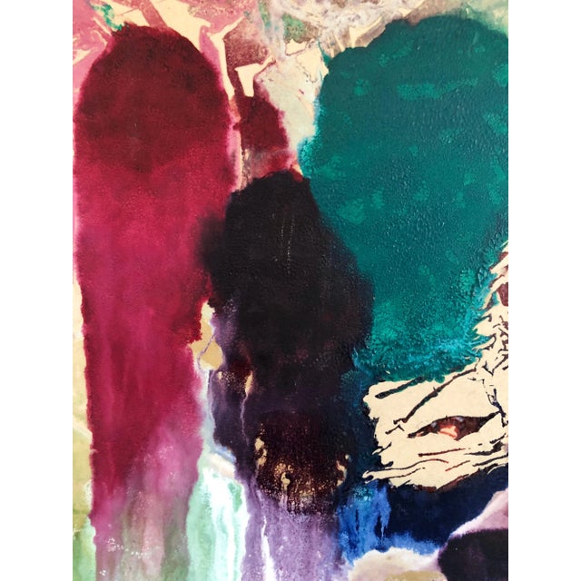 Mid 20th Century Louis Wolchonok, Early Abstract Expressionist Oil Painting Monoprint | Chairish