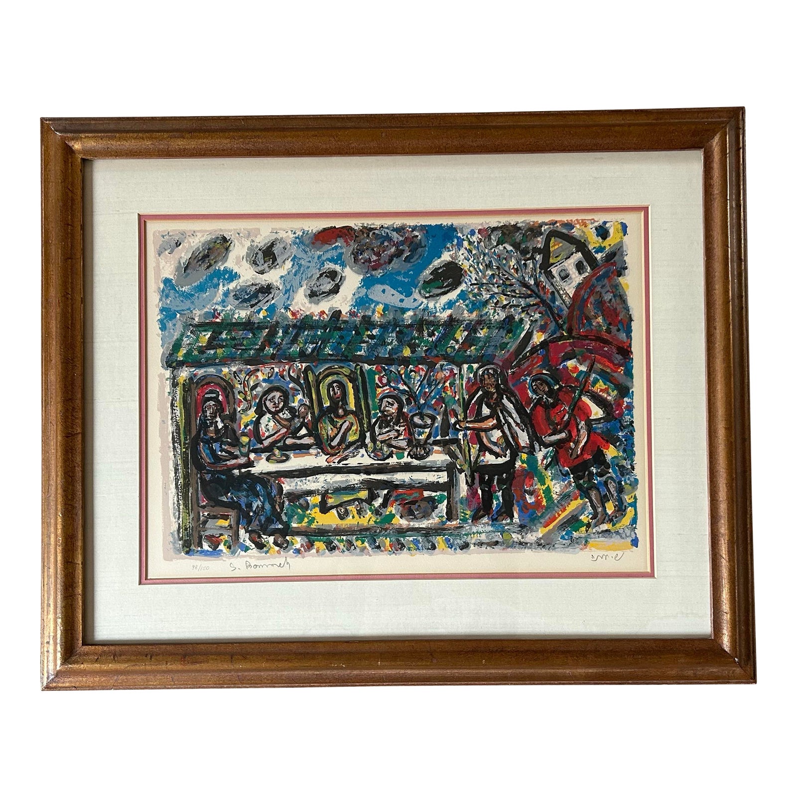 Original Mid Century Framed Lithograph Entitled the Seder Table by ...