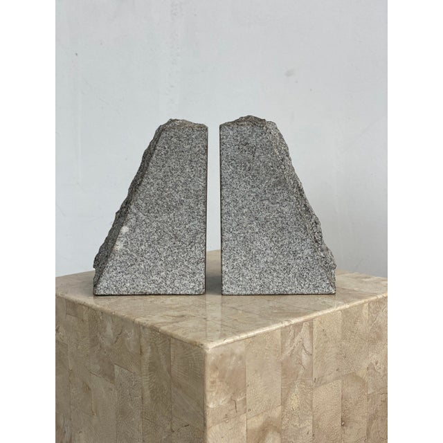 Vintage Carved Granite Block Wedge Bookends, a Pair, Circa 1960s | Chairish