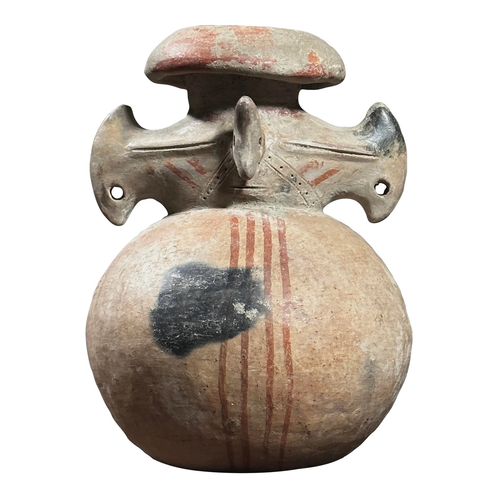 Antique Peruvian Polychrome Anthropomorphic Earthenware Vessel | Chairish