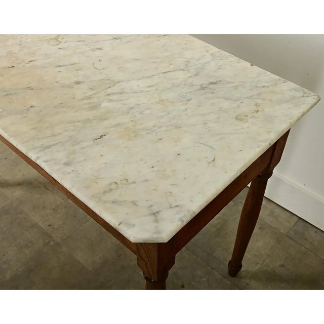 French 19th Century Oak and Marble Work Table | Chairish