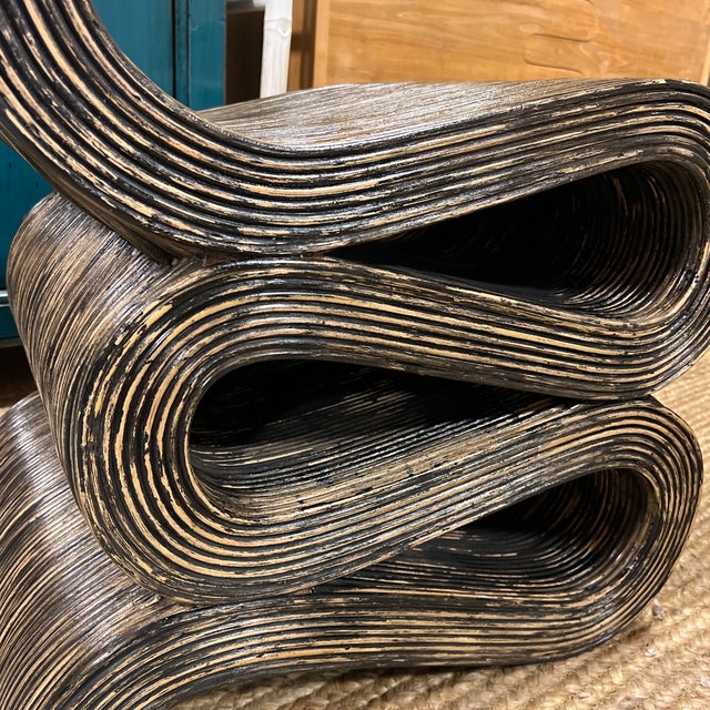 Black Wash Pencil Reed Rattan Snake Style Chair | Chairish