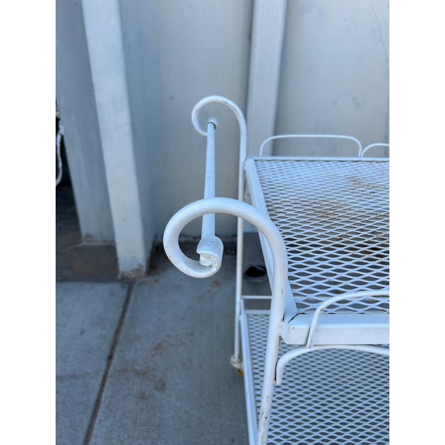 Vintage Wrought Iron White Bar Cart Attributed to Woodward Briarwood ...