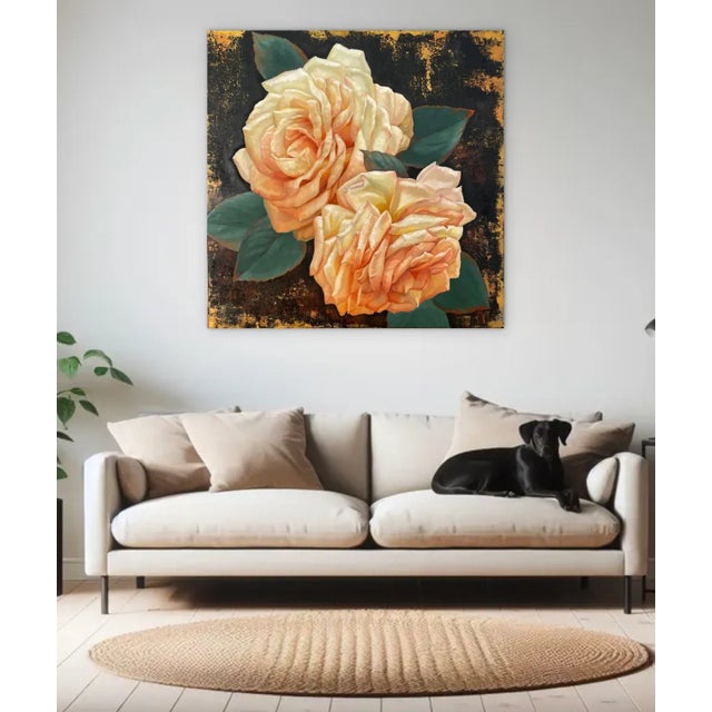 "Flemish Rose Duet" Contemporary Painting | Chairish