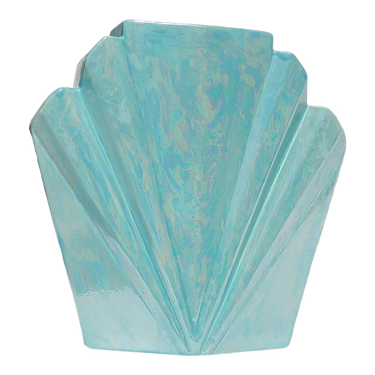 Late 20th Century Art Deco Fan Ceramic Vase in the Style of Reuben ...