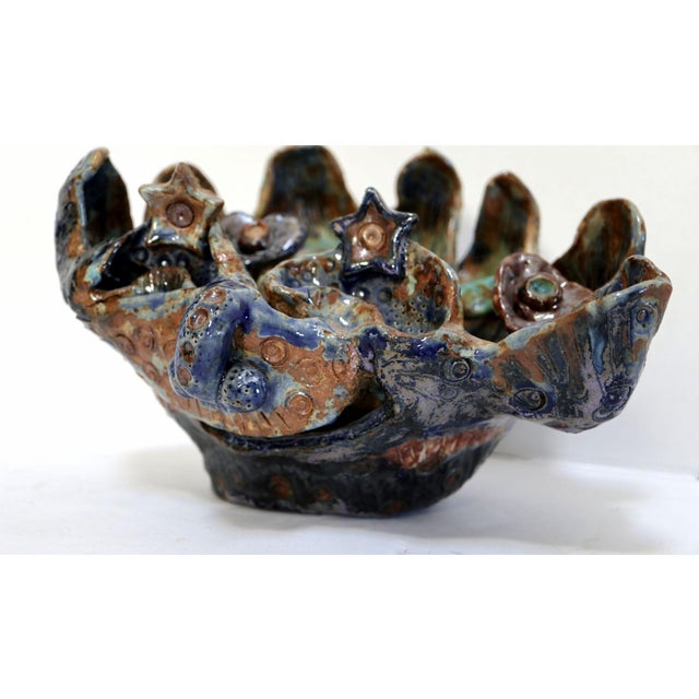 Modernist Ceramic Abstract Studio Pottery Set in Earth and Blue Hues ...