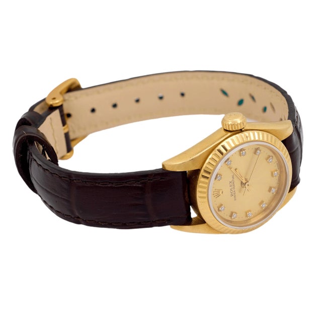 Mid 20th Century Rolex Datejust President Diamond 18k Yellow Gold Watch ...