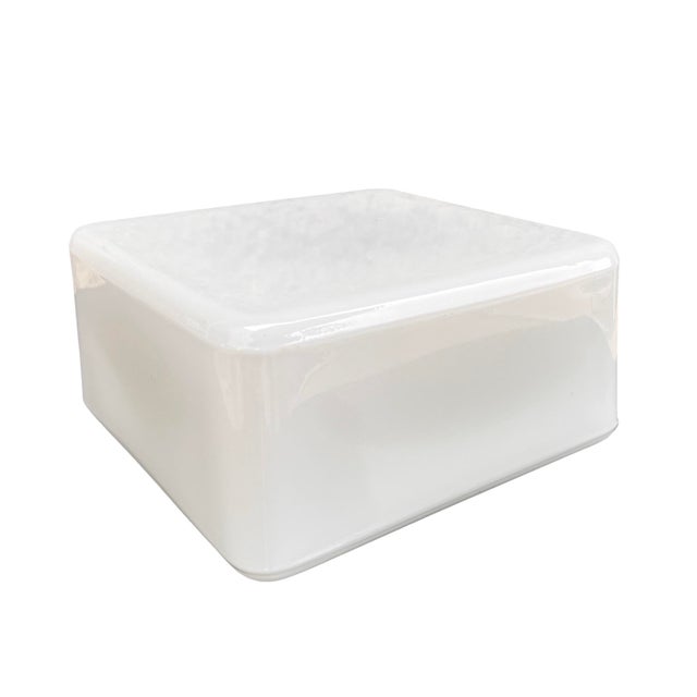 Small, White, Square Glass Ceiling Lamp, Rzb Bamberg, Germany, 1970s ...