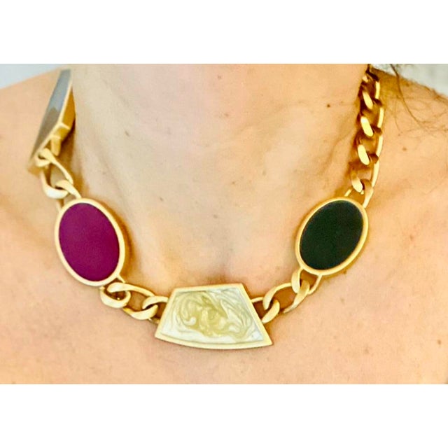 1980s Monet Modernist Enamel Necklace | Chairish