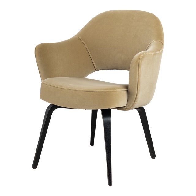 Saarinen Executive Arm Chairs in Sand Velvet and Ebony Walnut Legs by ...