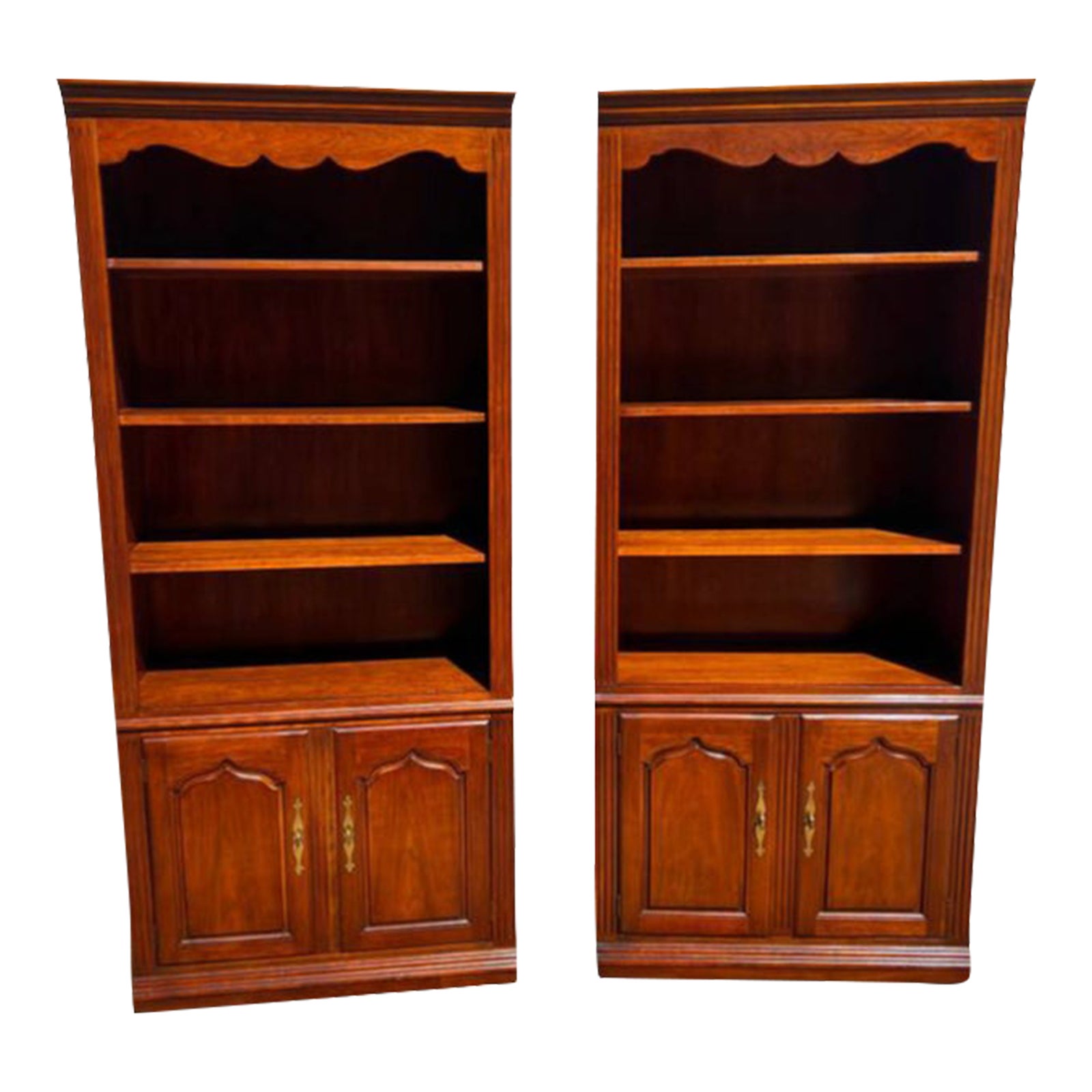 Mid 20th Century Thomasville Pair Solid Cherry Bookcases | Chairish