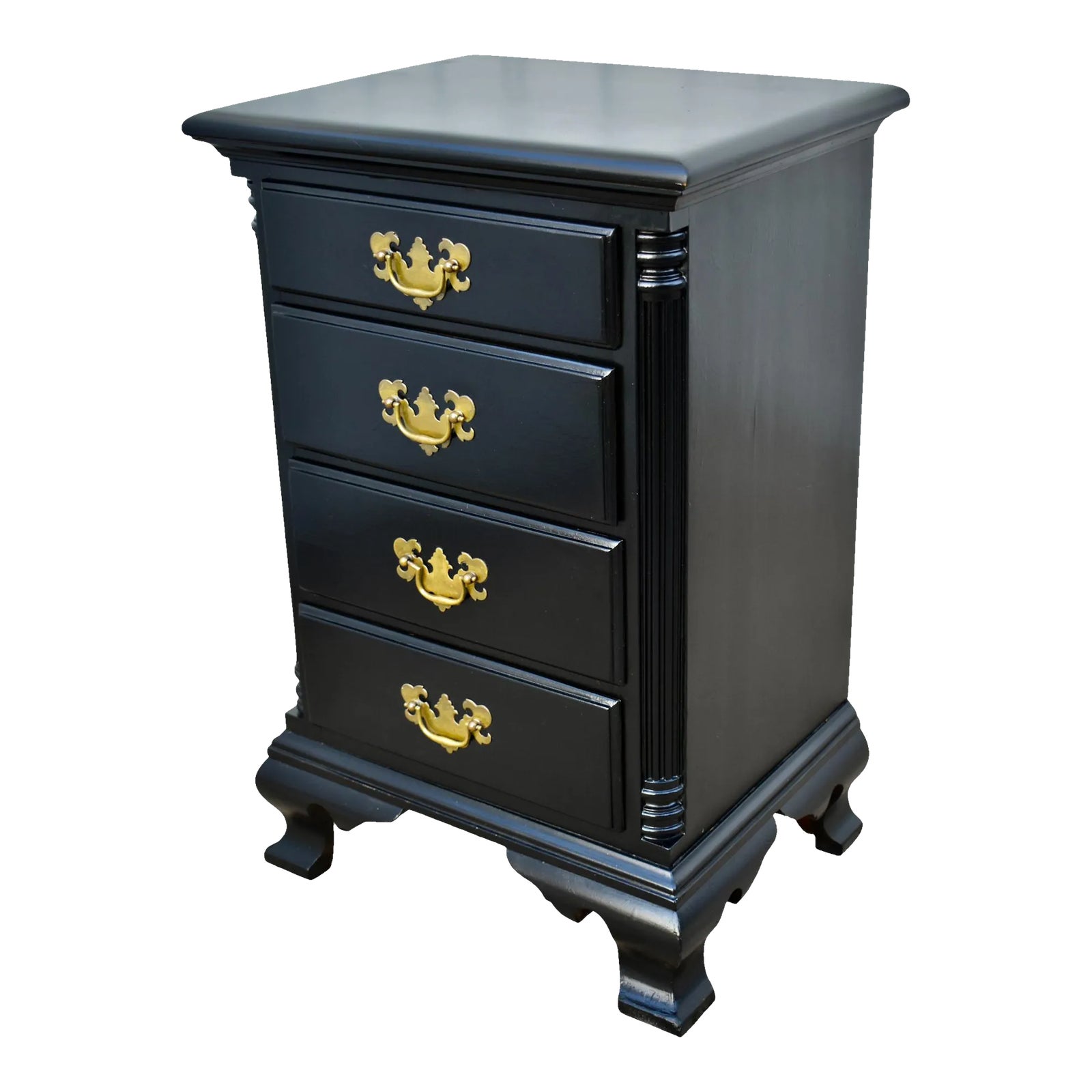 Vintage Kling Four Drawer Tarditional Style Black Nightstand | Chairish