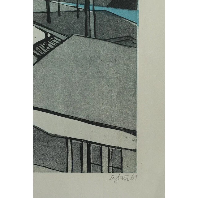 Otto Eglau, In Port, Etching, 1961 | Chairish