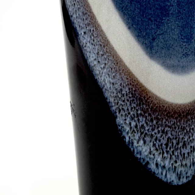 Artisanal 1970s-Style Brown and Blue Ceramic Beakers - Set of 4 | Chairish