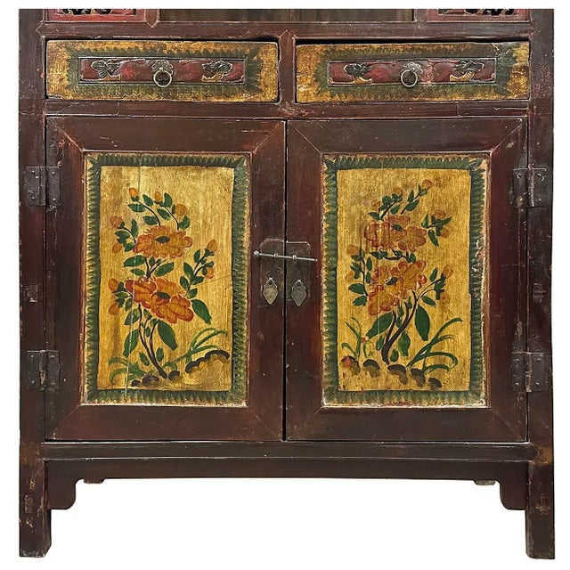 Late 19th Century Antique Chinese Carved Display Cabinet | Chairish