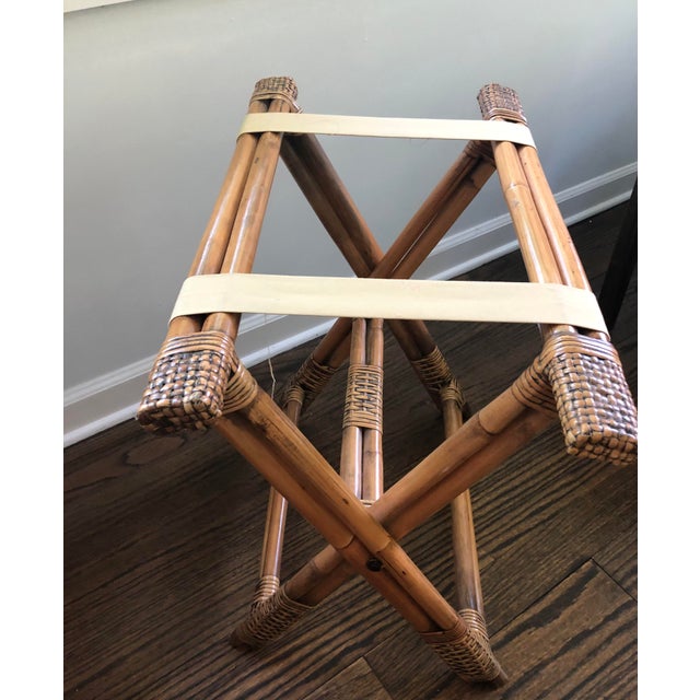 1960s Vintage Bamboo Reed and Willow Luggage Rack/Tray Table Stand ...