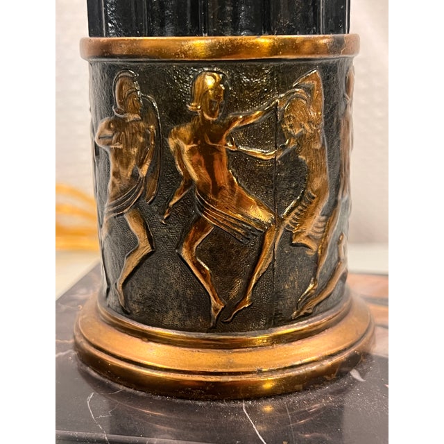 Mid-Century Neoclassical Patinated Bronze Fluted Column Table Lamp ...