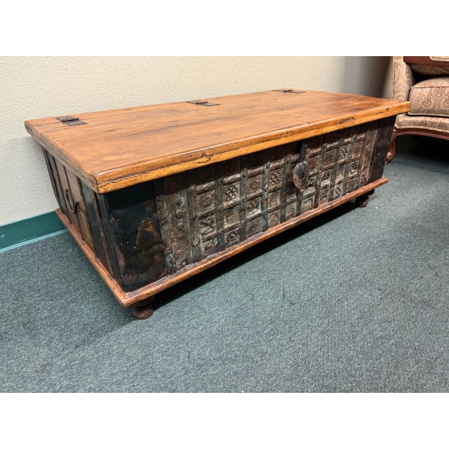 Vintage Wood + Bronze Trunk | Chairish