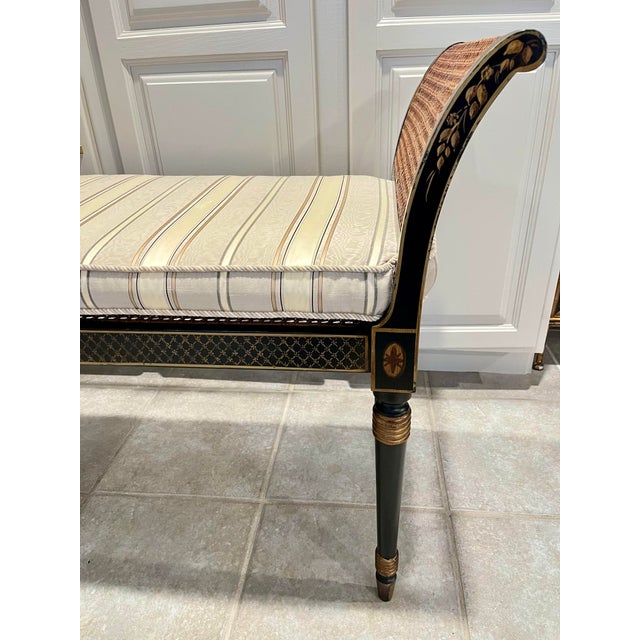 Mid 20th Century Mid-Century Regency Chinoiserie Black and Gold Caned ...