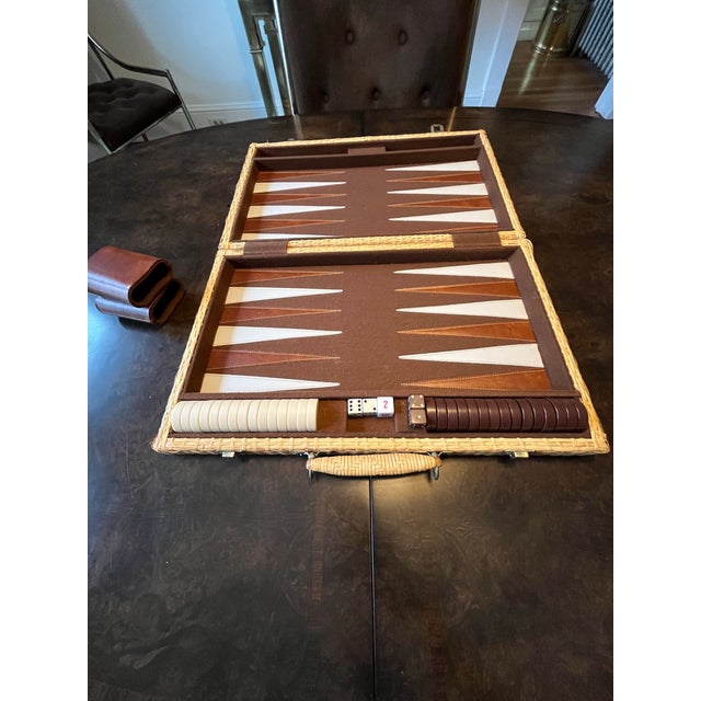 Travel Set Wicker Backgammon Set, 1960s | Chairish