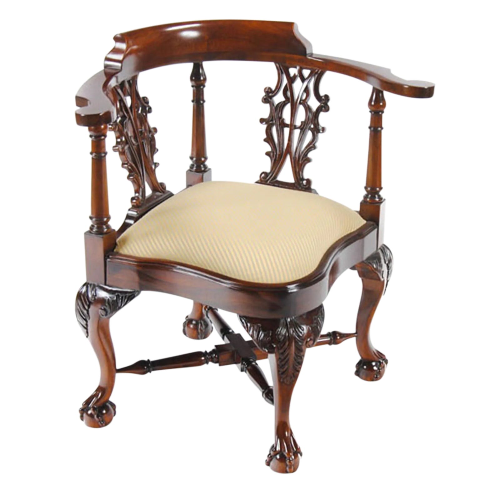 Traditional Wooden Corner Chair | Chairish