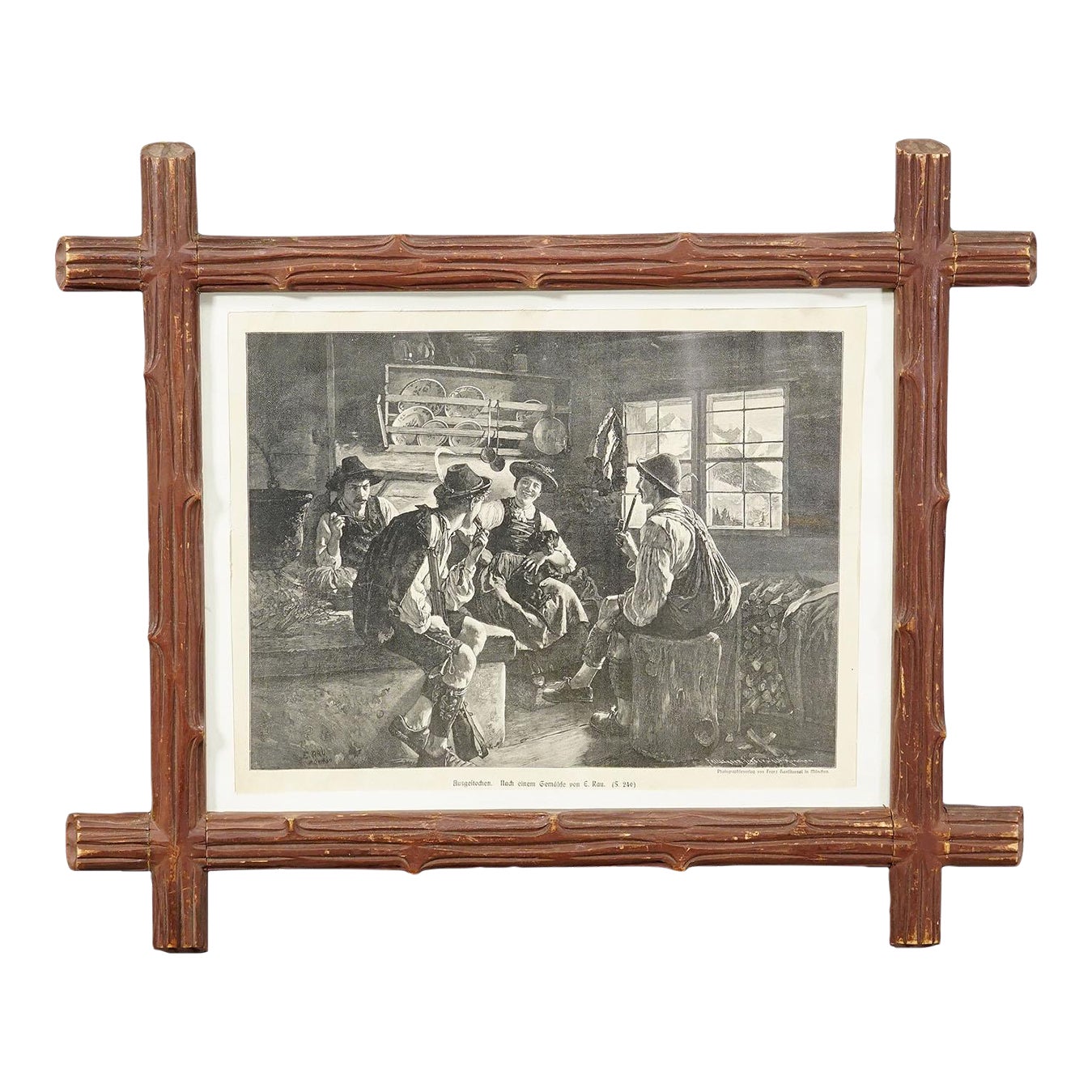 Antique Copper Engraving Print With Popular Bavarian Scene Ca. 1900 ...
