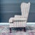Reupholstered Striped Wing Chair With Feather Cushion | Chairish