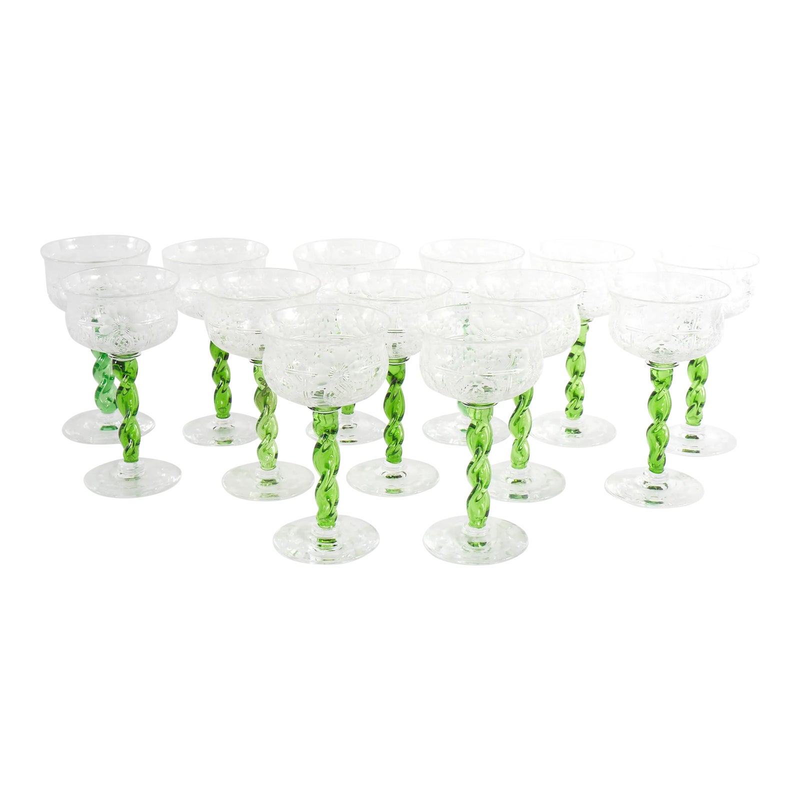 Antique English Webb , Corbett Crystal Glassware Service- Set of 12 ...